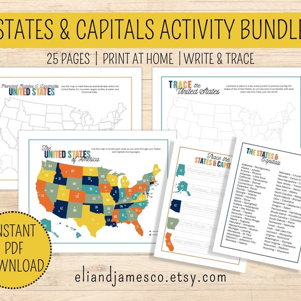 States and Capitals - Etsy