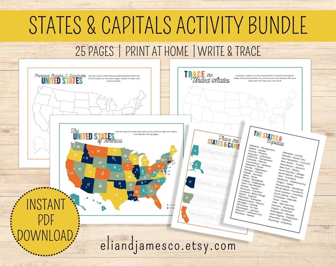 United States Map Coloring Page, US States and Capitals, Homeschool ...