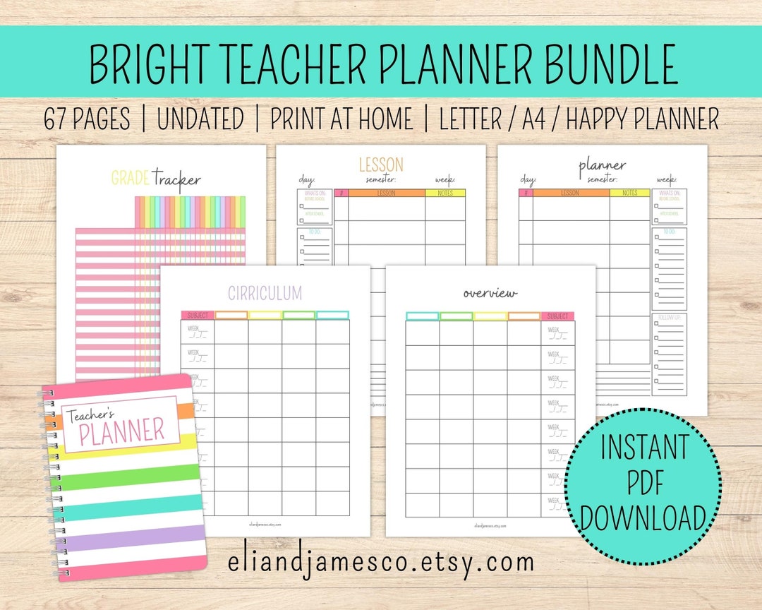 Teacher Planner Undated Teacher Planner Academic Planner Curriculum ...