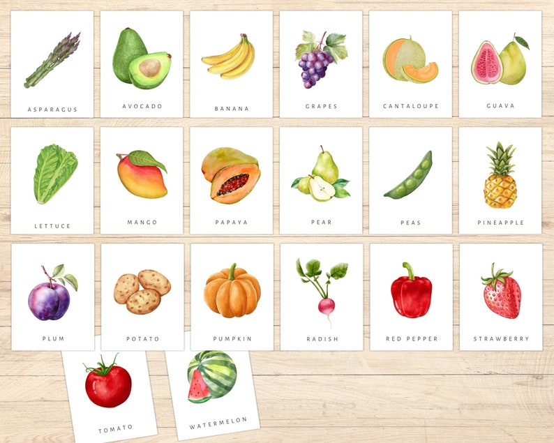 Fruit & Veggie Flash Cards | Printable Flash Cards | Preschool Cards ...