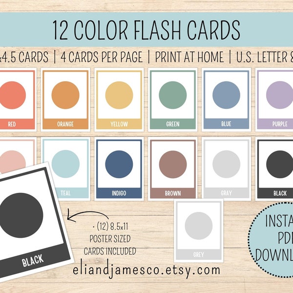 Color Flash Cards - Etsy