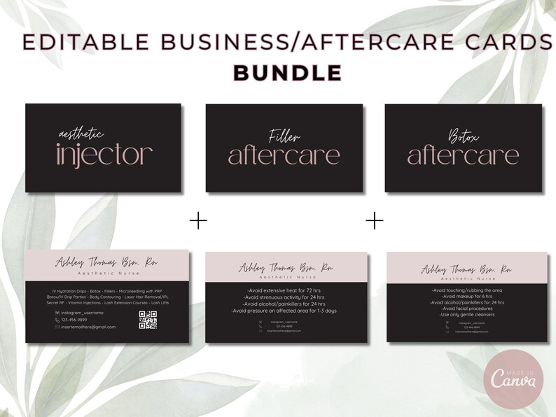 Editable Modern Business Card Template, Aftercare Template for Beauty Businesses, Business Card ...