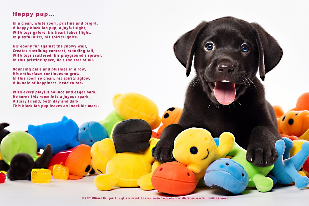 Happy Pup Black Lab Image and Poem Wall Art Digital Download - Etsy