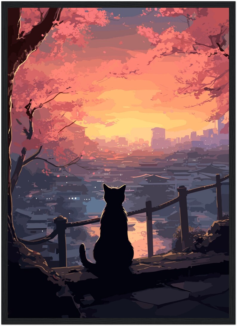 Studio Ghibli Cat Poster Anime Wall Art Japanese Poster Shibuya Japan ...