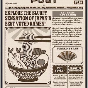 Ramen Food Poster Newspaper Poster Ramen Food Wall Art Studio Ghibli ...