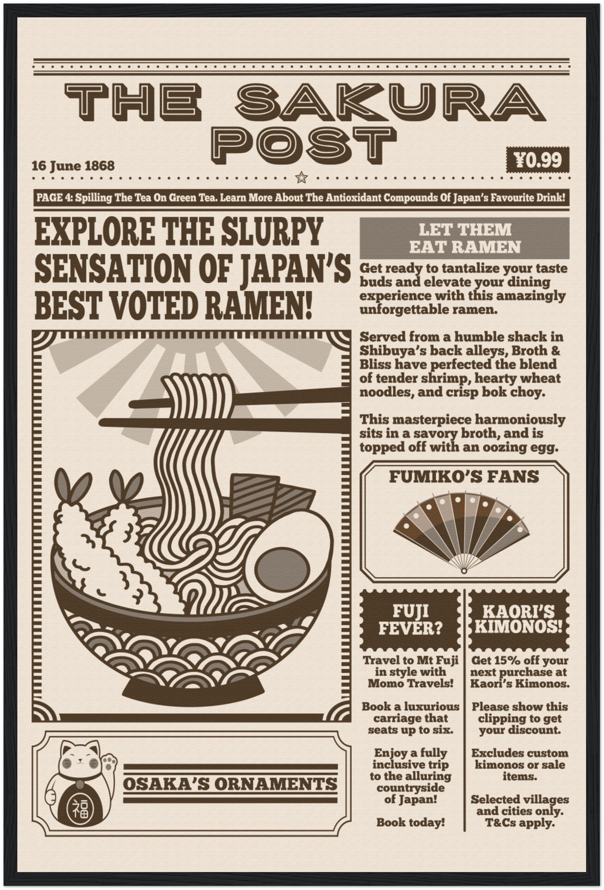 Ramen Food Poster Newspaper Poster Ramen Food Wall Art Studio Ghibli ...