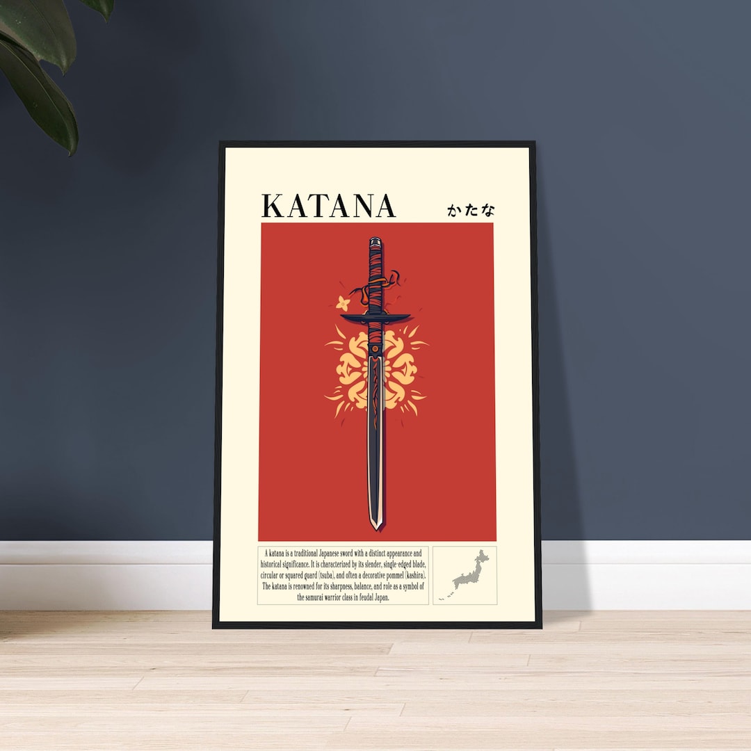 Katana Poster Samurai Sword Japanese Samurai Katana Print Anime Style ...