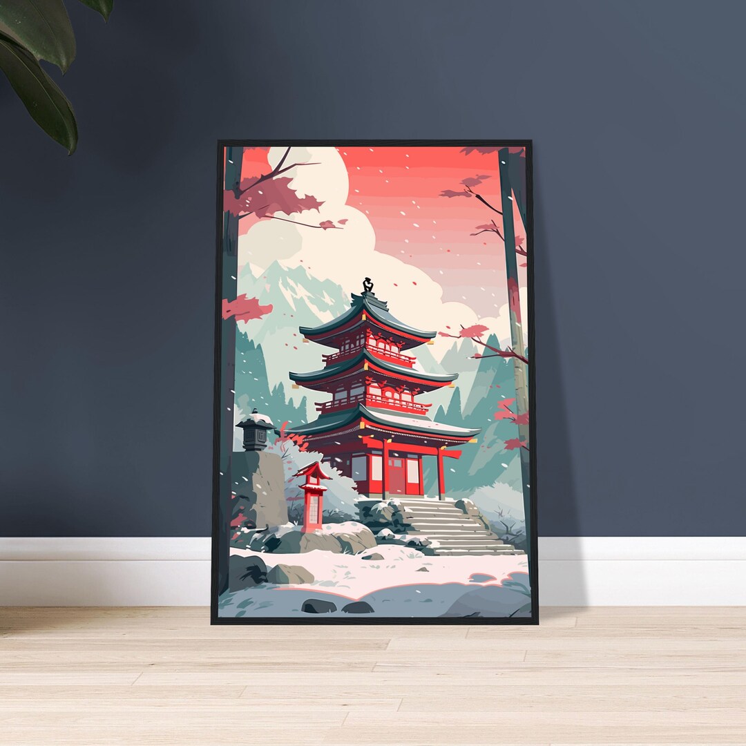 Japanese Dojo, Jigokudani Snow Park, Japanese Print, Anime Style, Ukiyo ...