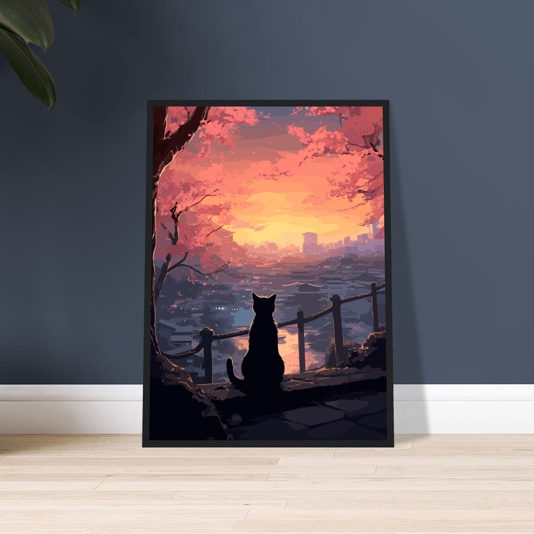 Studio Ghibli Cat Poster Anime Wall Art Japanese Poster Shibuya Japan ...