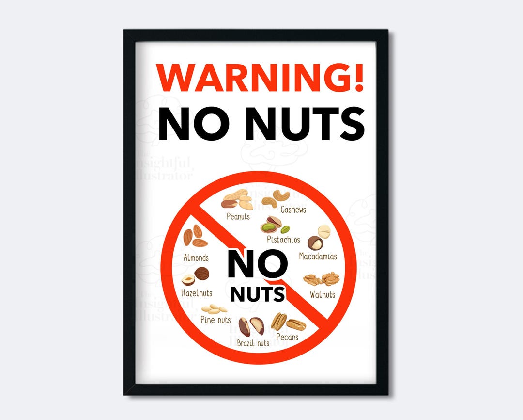 All Nuts Allergy Warning Printable Poster - Health Alert Sheet ...