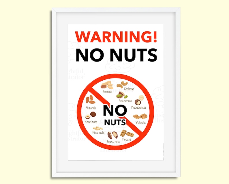 All Nuts Allergy Warning Printable Poster - Health Alert Sheet ...