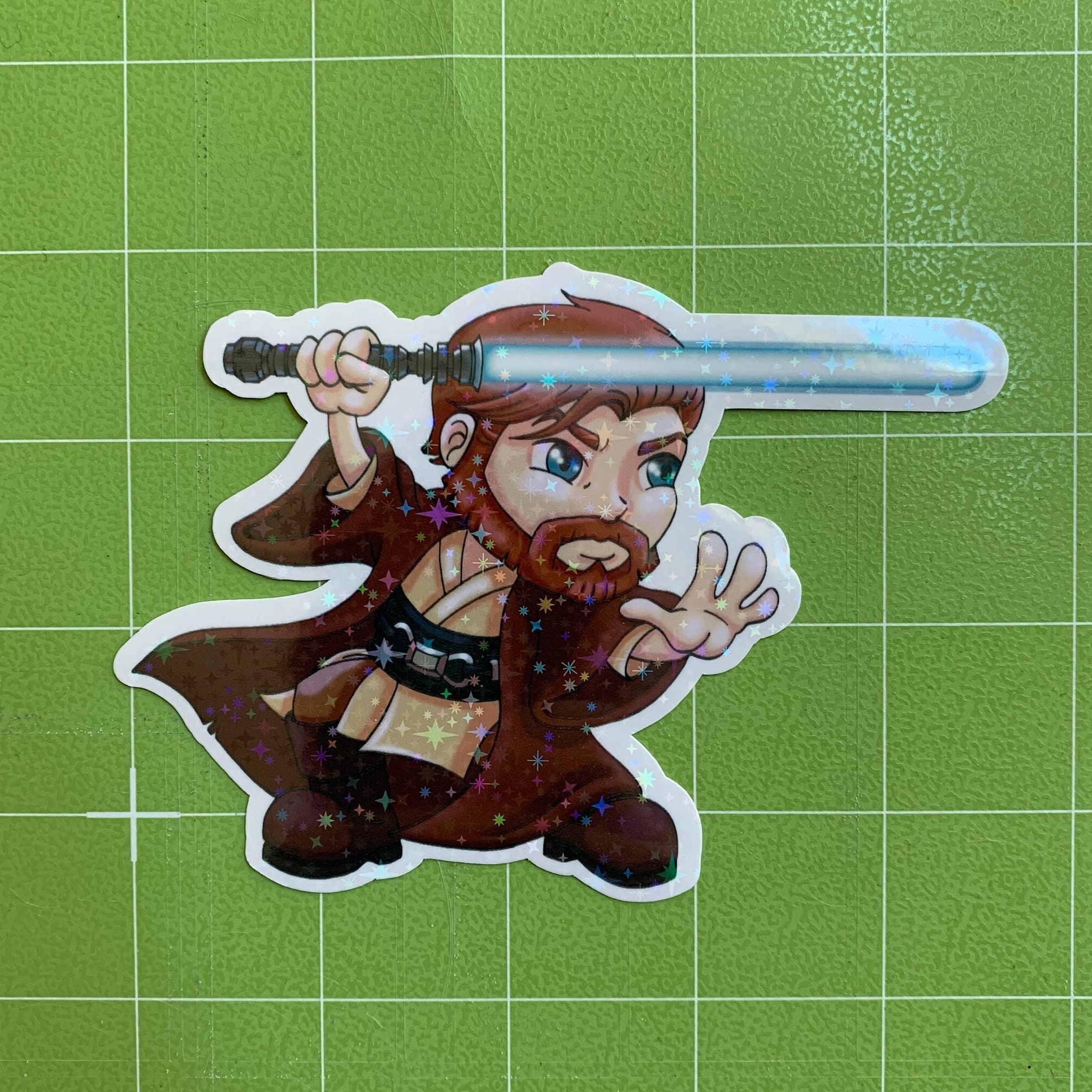 Obi Wan Chibi Sparkle Sticker - Etsy