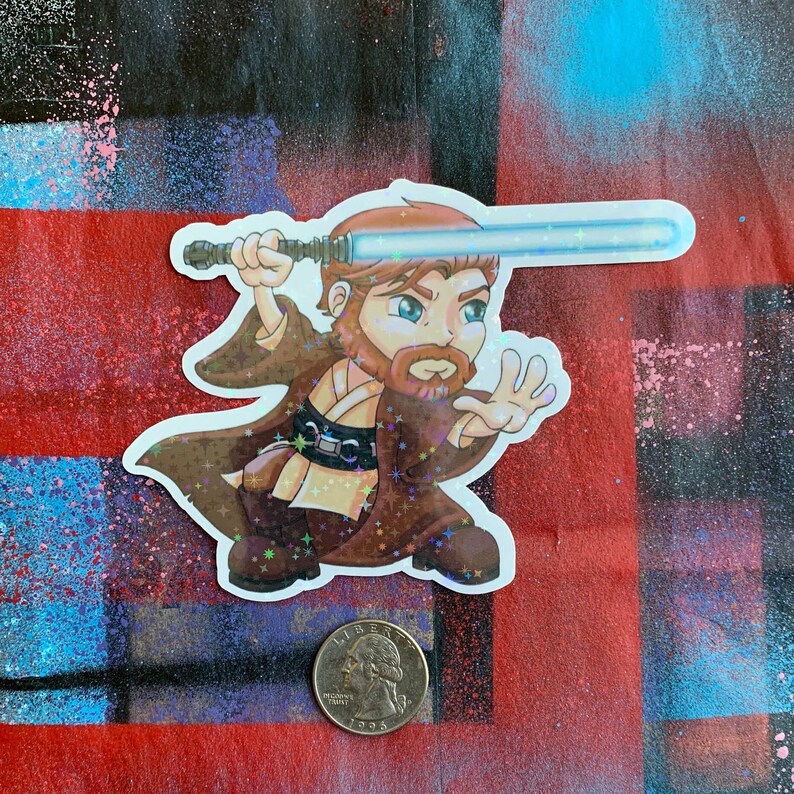 Obi Wan Chibi Sparkle Sticker - Etsy