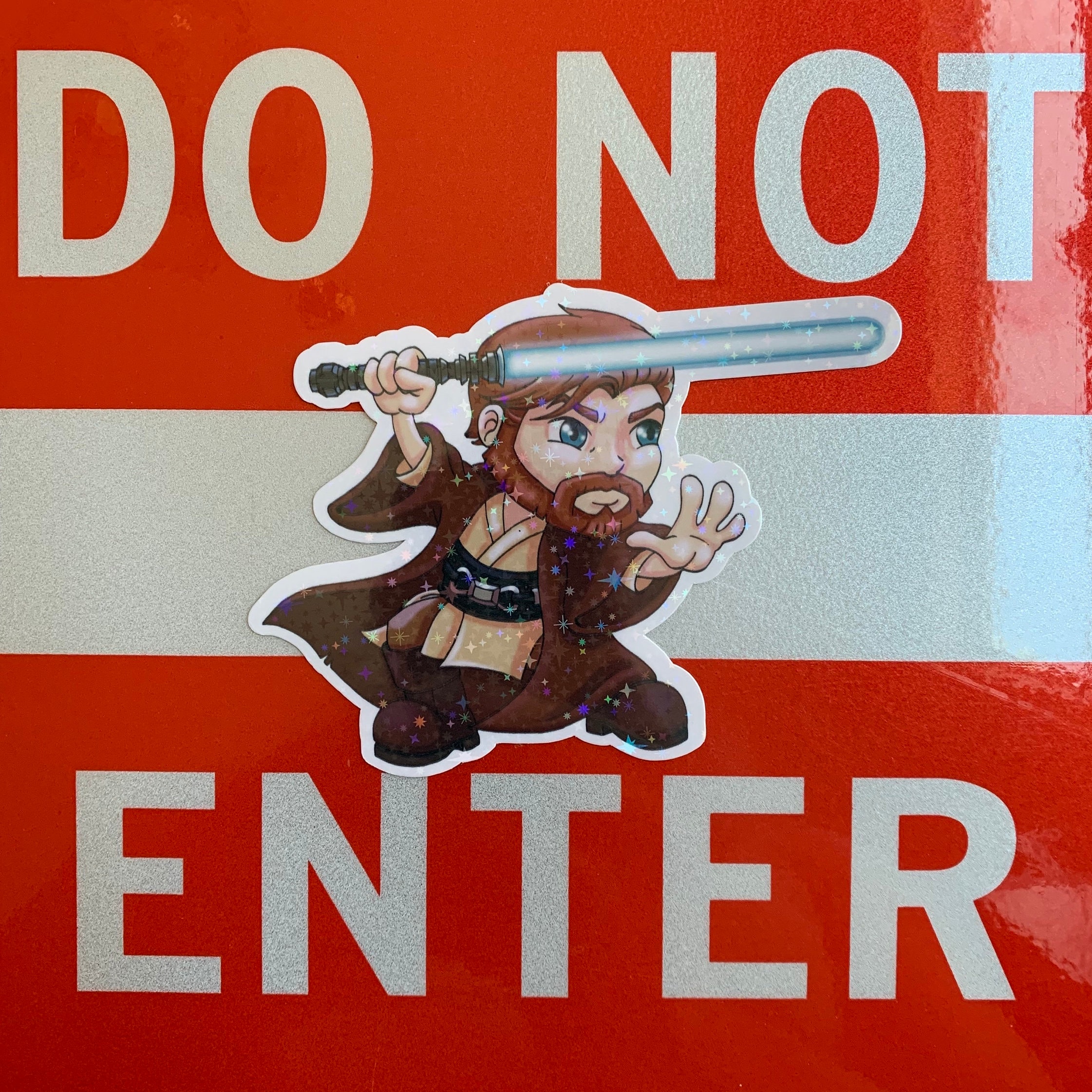 Obi Wan Chibi Sparkle Sticker - Etsy