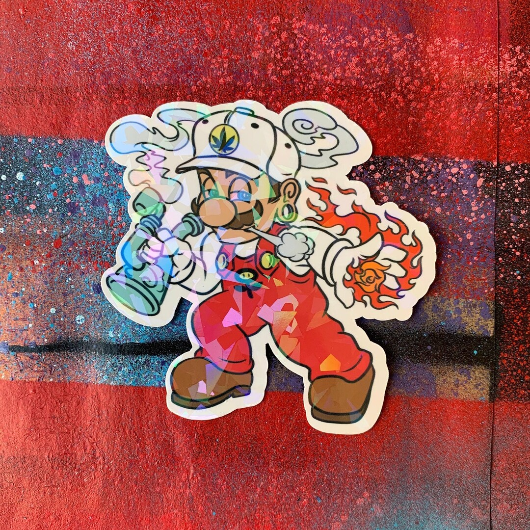 Fire Mario Holographic Sticker - Etsy