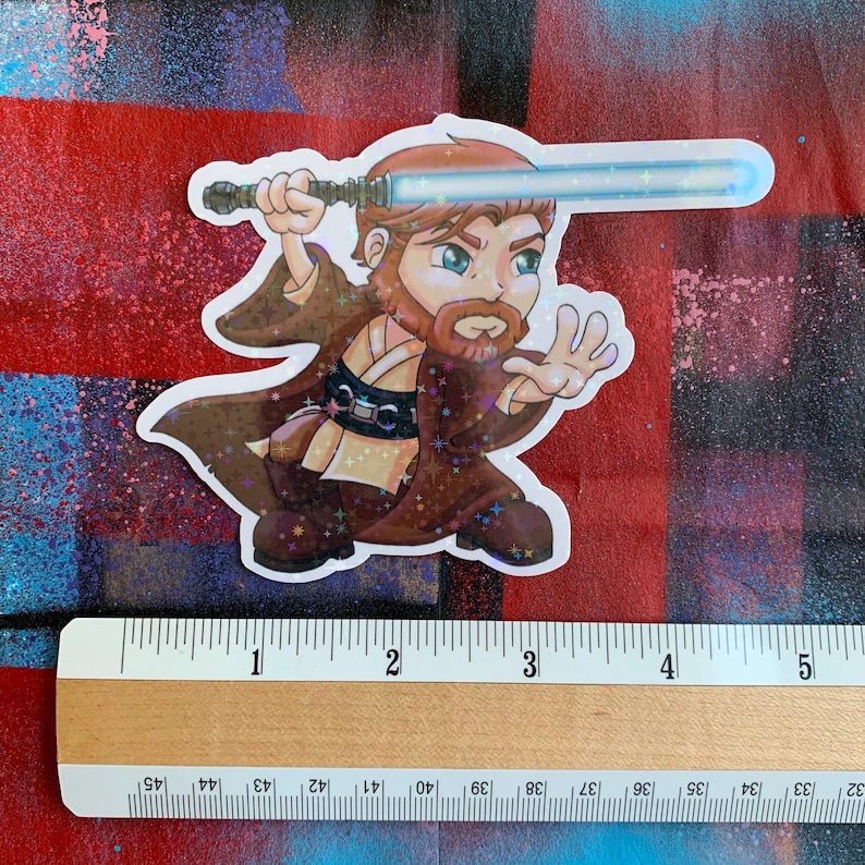 Obi Wan Chibi Sparkle Sticker - Etsy