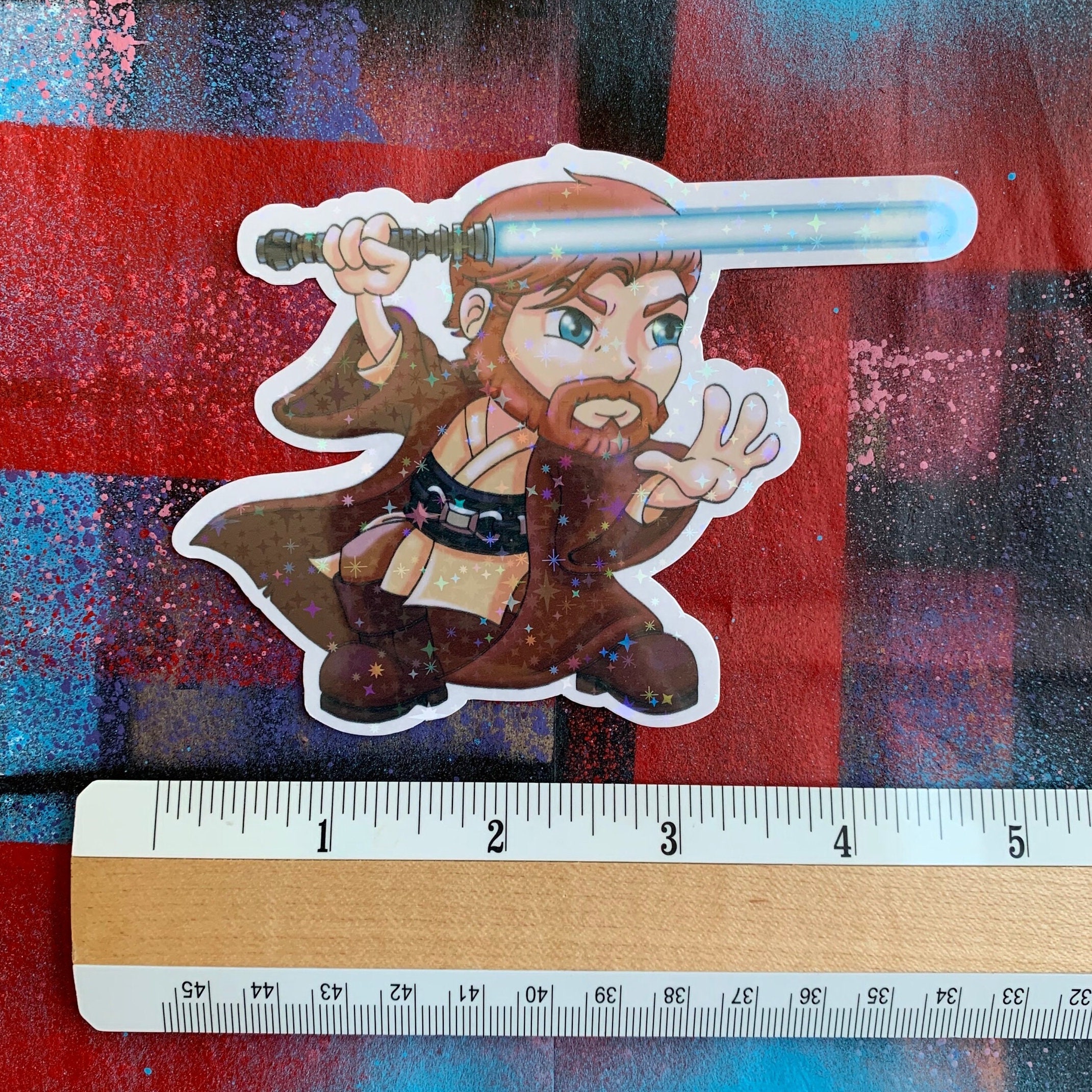 Obi Wan Chibi Sparkle Sticker - Etsy