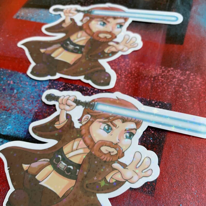 Obi Wan Chibi Sparkle Sticker - Etsy