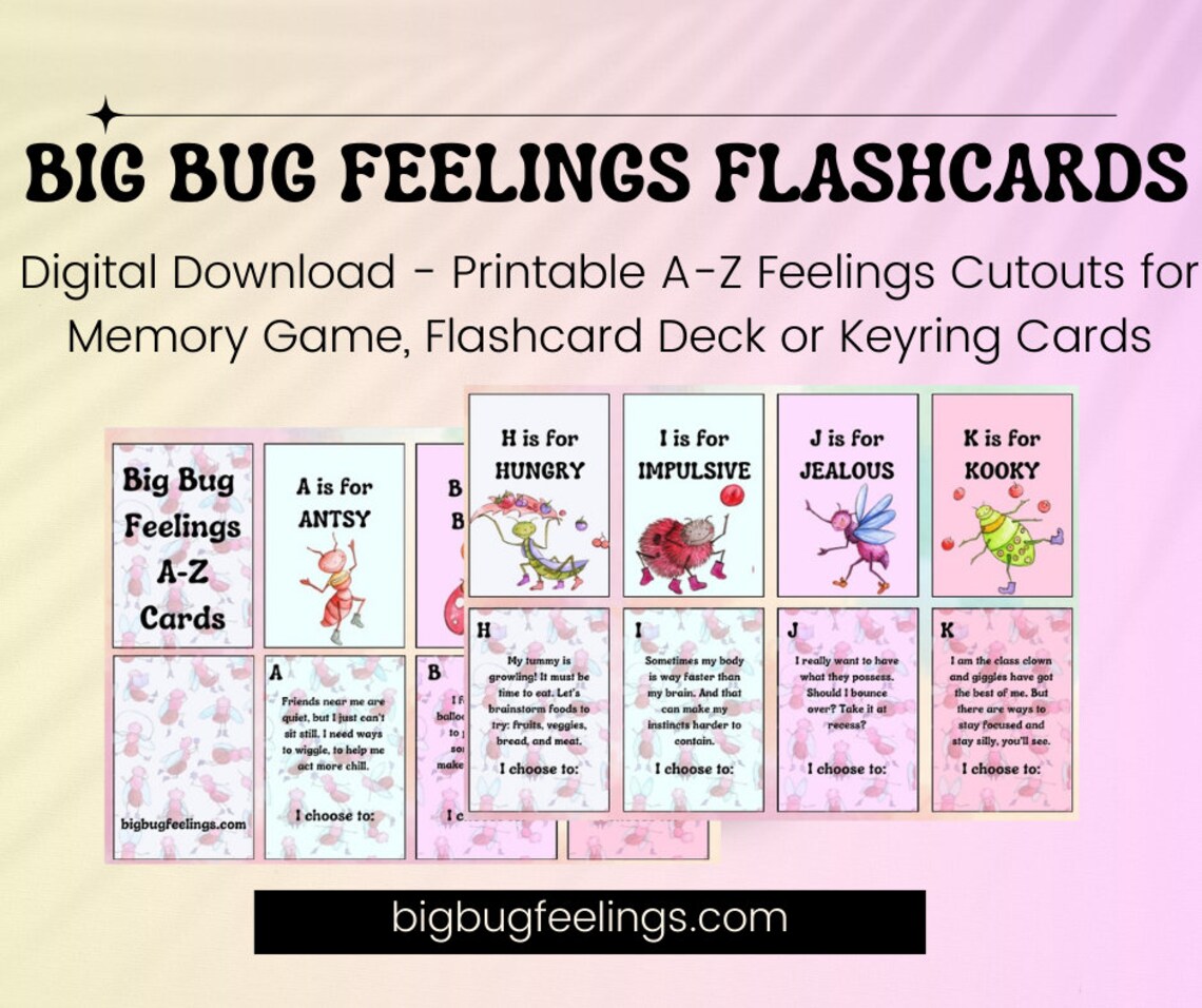 Big Bug Feelings Flashcards - Etsy