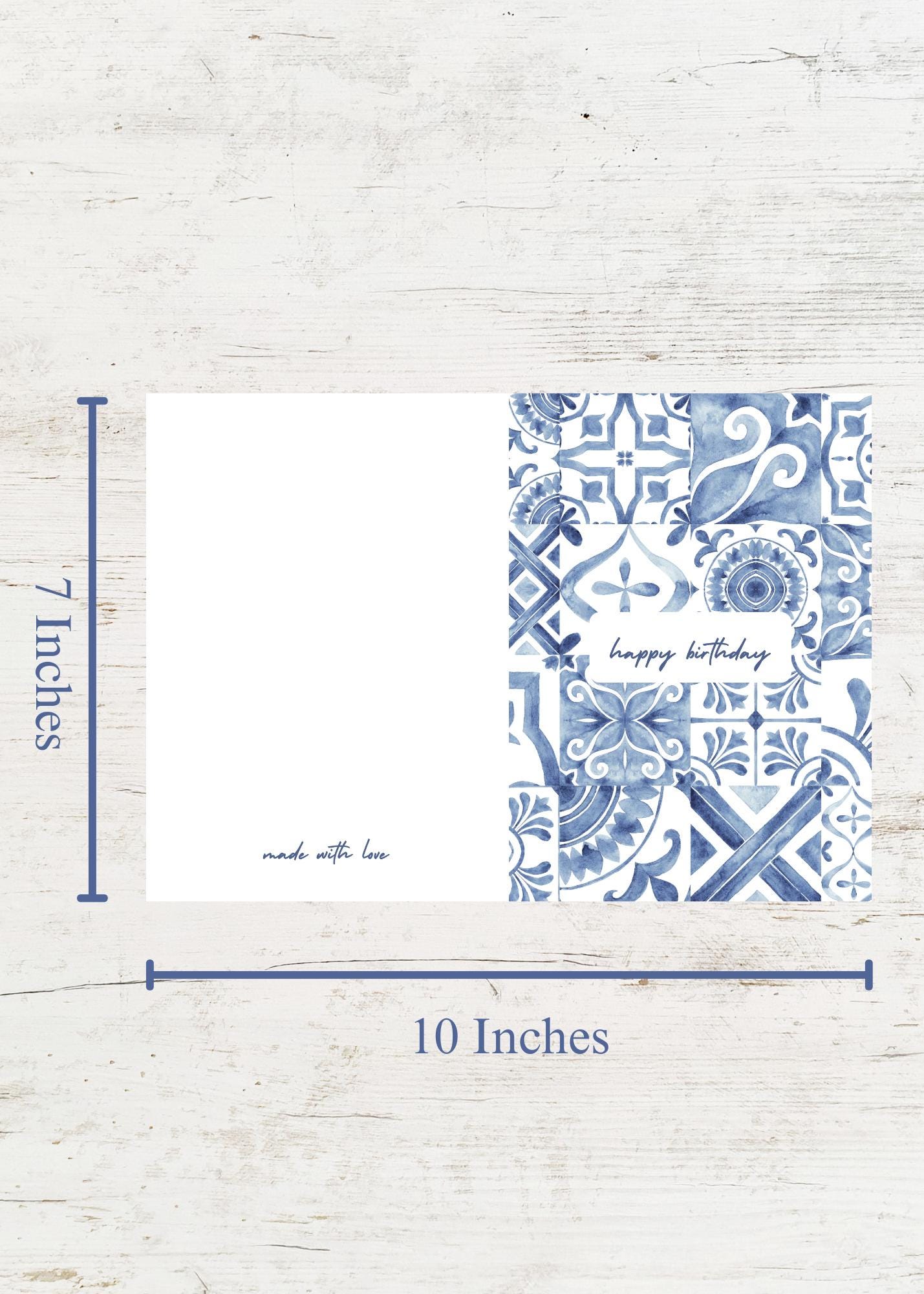 Tile Birthday Card: Elegant Printable Card (10x7 Inches) - Etsy