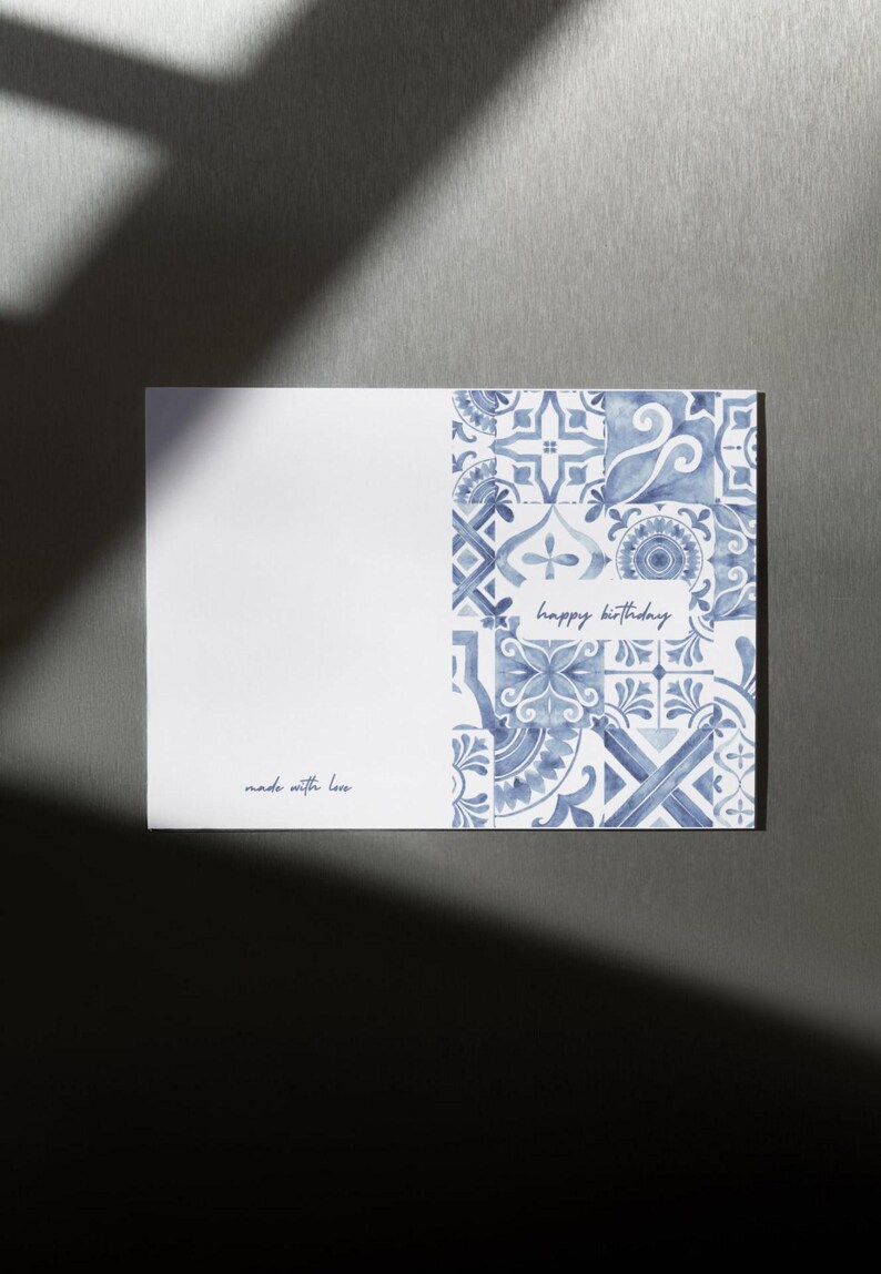 Tile Birthday Card: Elegant Printable Card (10x7 Inches) - Etsy