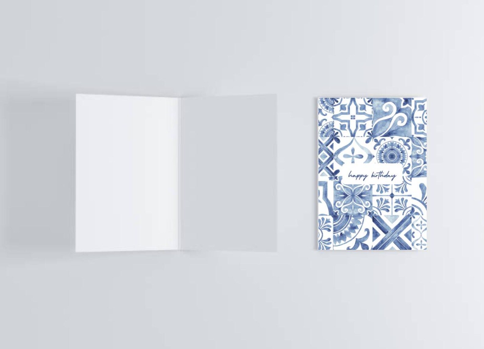 Tile Birthday Card: Elegant Printable Card (10x7 Inches) - Etsy