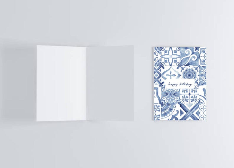 Tile Birthday Card: Elegant Printable Card (10x7 Inches) - Etsy