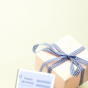 Light Blue Happy Birthday Tag | Birthday Label | 3.5x2 Inches ...