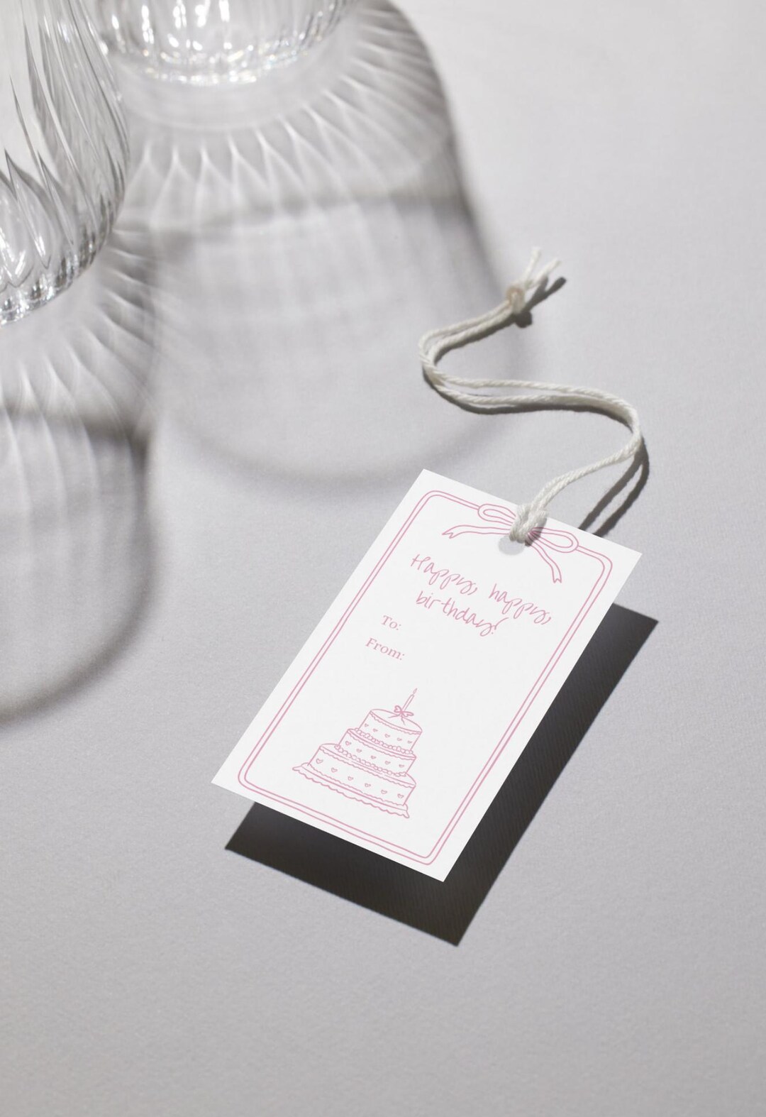 Pink Happy, Happy, Birthday Tag | Birthday Label | 2x3.5 Inches ...