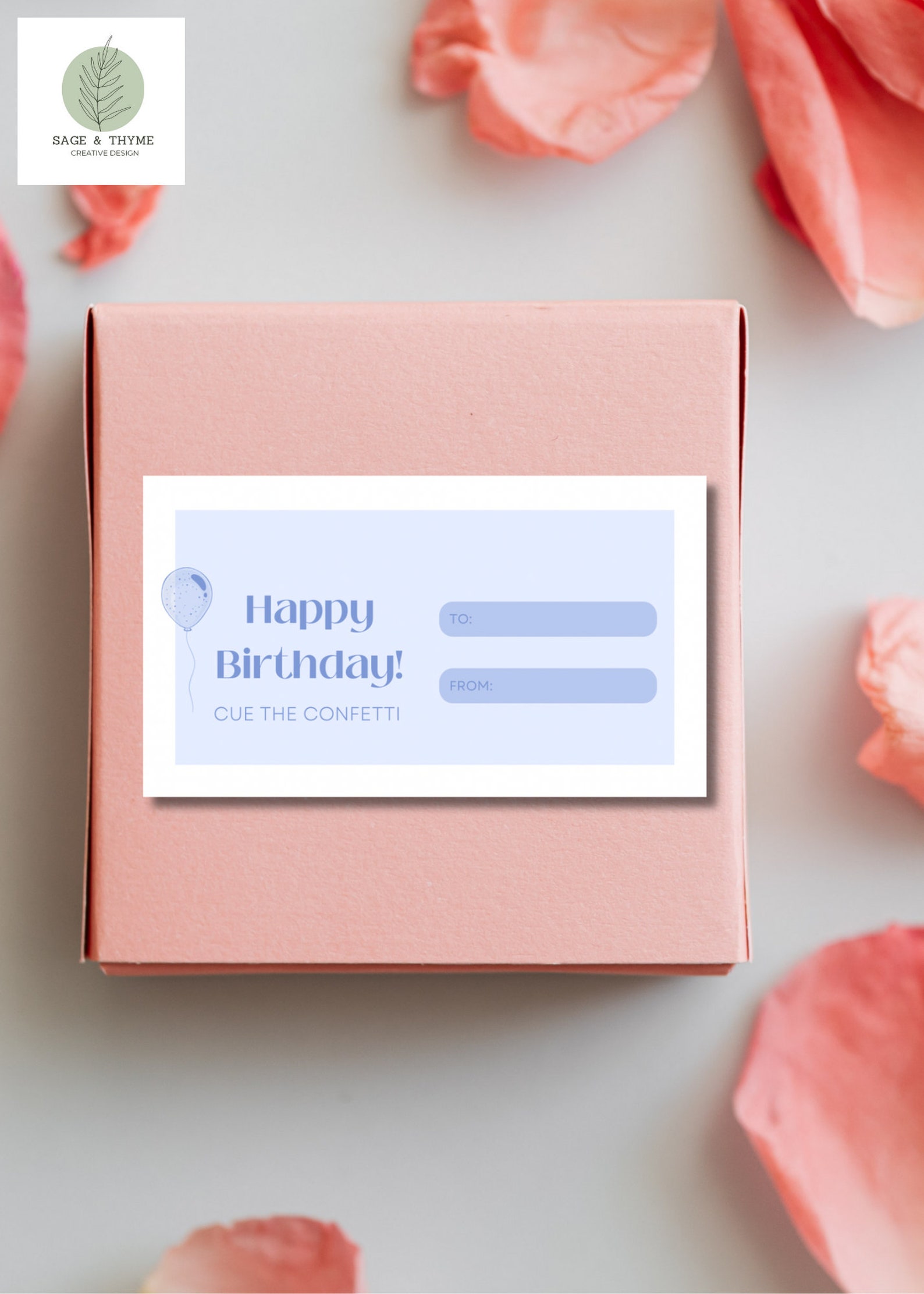 Light Blue Happy Birthday Tag | Birthday Label | 3.5x2 Inches ...