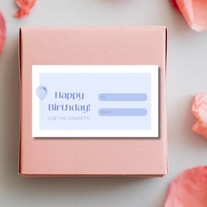 Light Blue Happy Birthday Tag | Birthday Label | 3.5x2 Inches ...