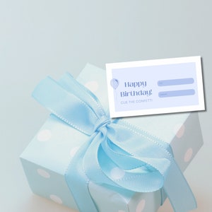 Light Blue Happy Birthday Tag | Birthday Label | 3.5x2 Inches ...