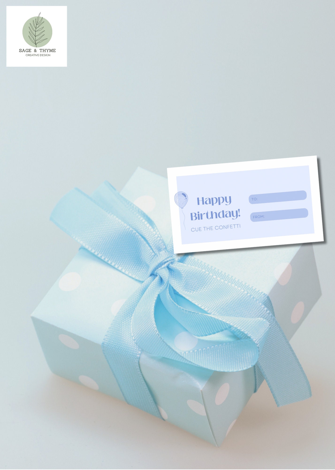 Light Blue Happy Birthday Tag | Birthday Label | 3.5x2 Inches ...