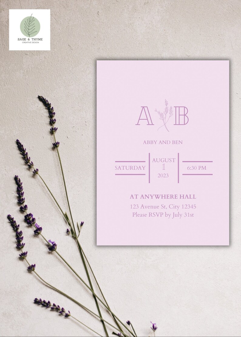 Lavender Wedding Invite Wedding Invitation Fancy Invite A and B Invite ...