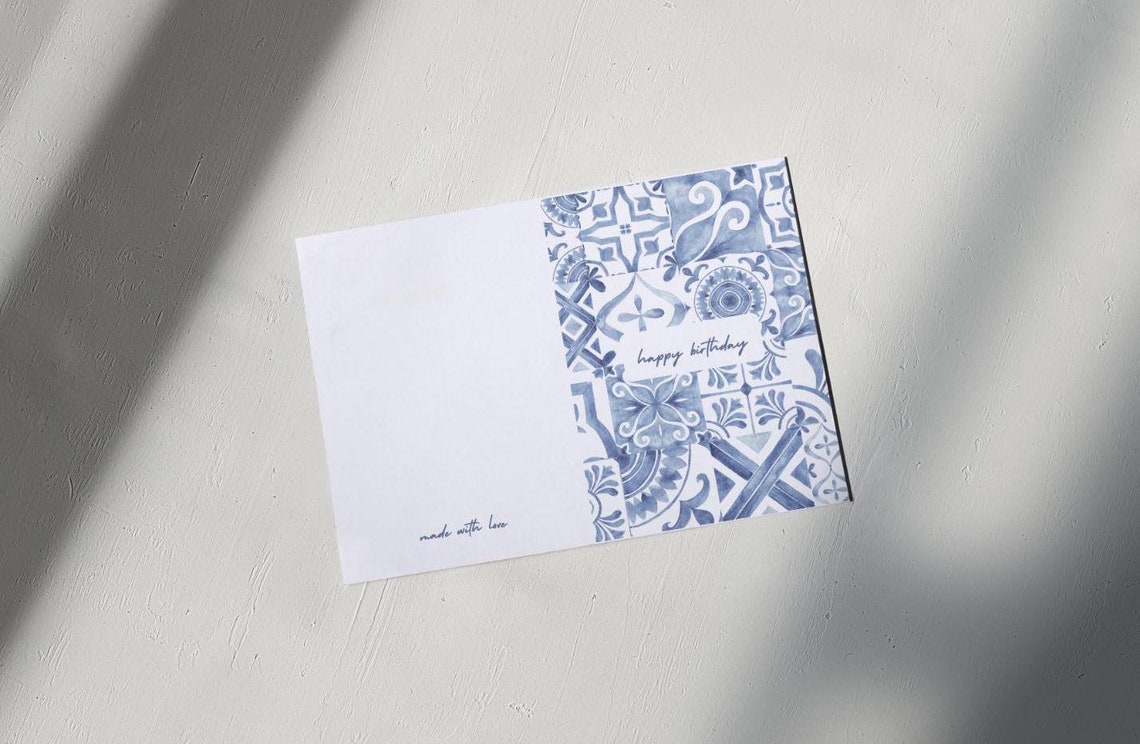 Tile Birthday Card: Elegant Printable Card (10x7 Inches) - Etsy