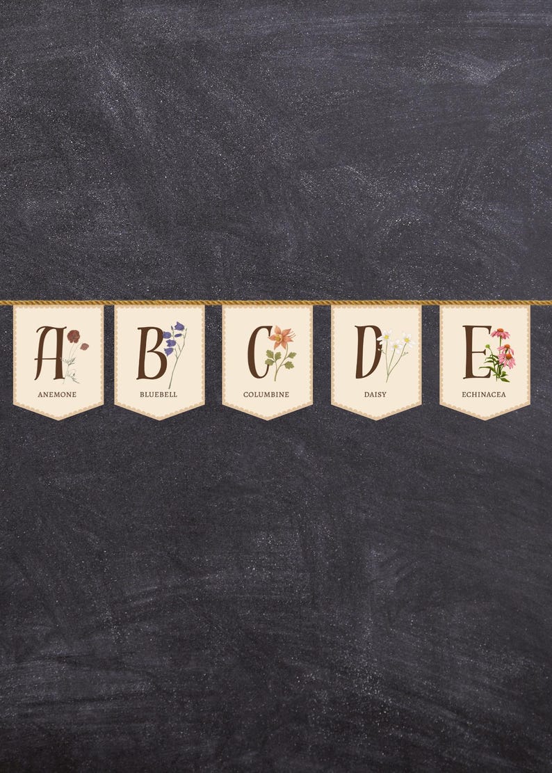 Cottagecore Wildflower Alphabet Banner: Classroom Printable (A-Z) - Etsy