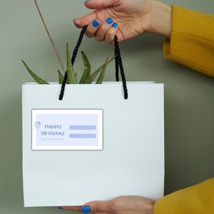 Light Blue Happy Birthday Tag | Birthday Label | 3.5x2 Inches ...