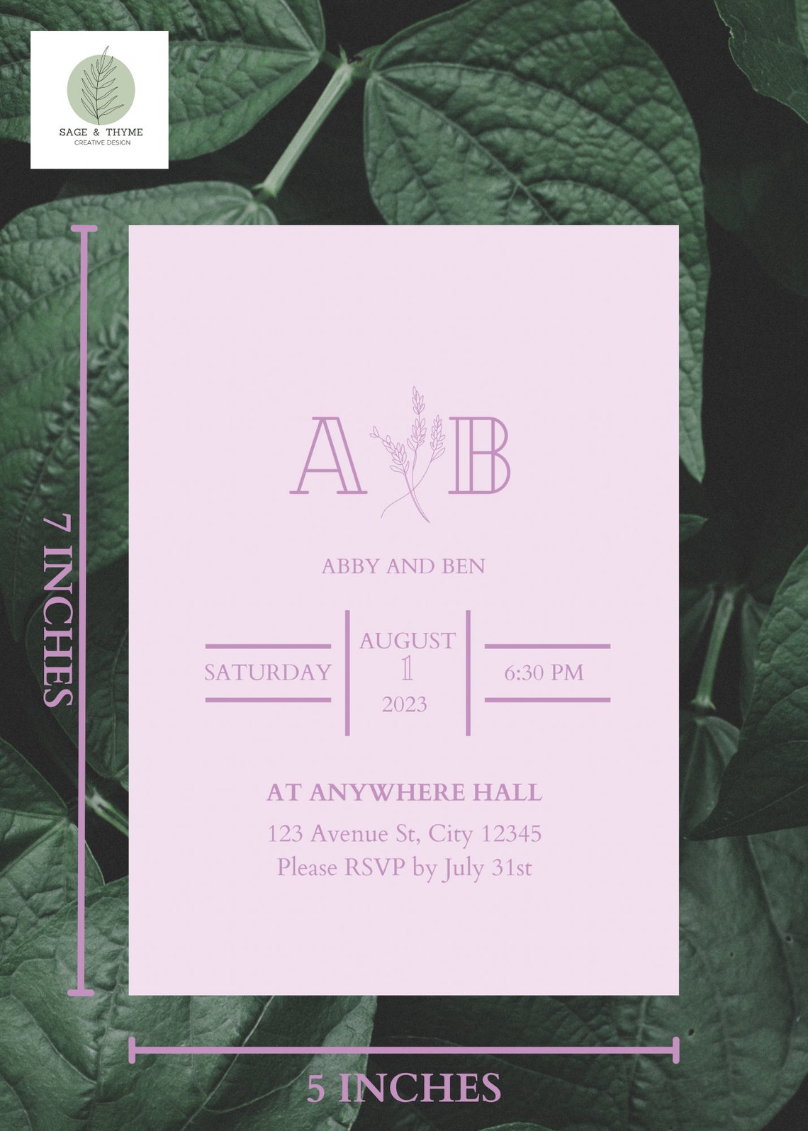 Lavender Wedding Invite Wedding Invitation Fancy Invite A and B Invite ...