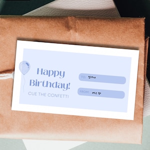 Light Blue Happy Birthday Tag | Birthday Label | 3.5x2 Inches ...