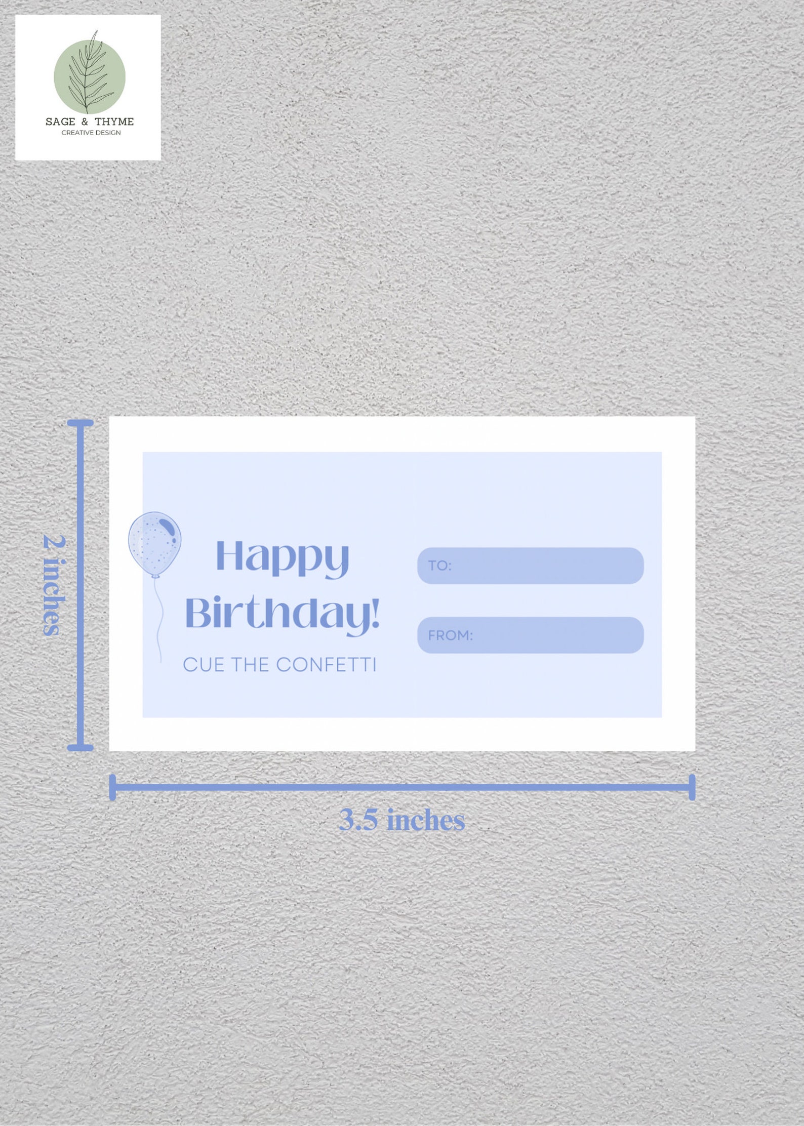Light Blue Happy Birthday Tag | Birthday Label | 3.5x2 Inches ...