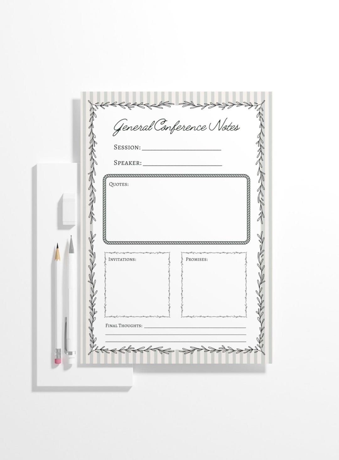 Elegant Conference Notes Page Printable (8.5 X 11 Inches) - Etsy