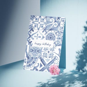 Elegant Tile Birthday Card | Foldable Card | Printable Birthday Card ...
