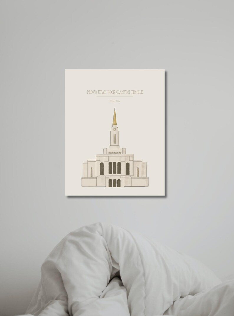 Provo Utah Rock Canyon Temple Wall Print | LDS Temple Art | Wall Decor ...