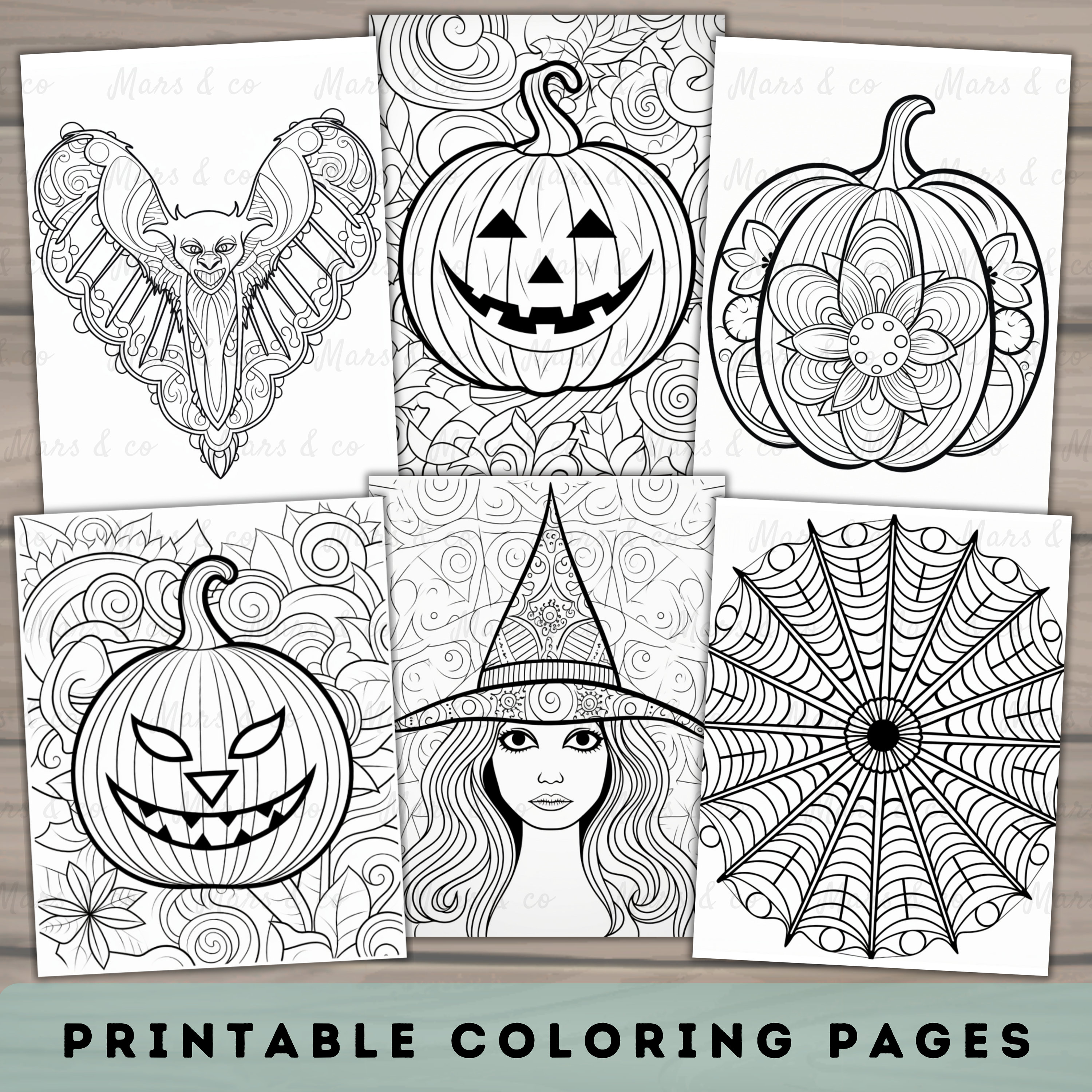 Adult Halloween Coloring Book, 25 Halloween Coloring Pages, Adult ...