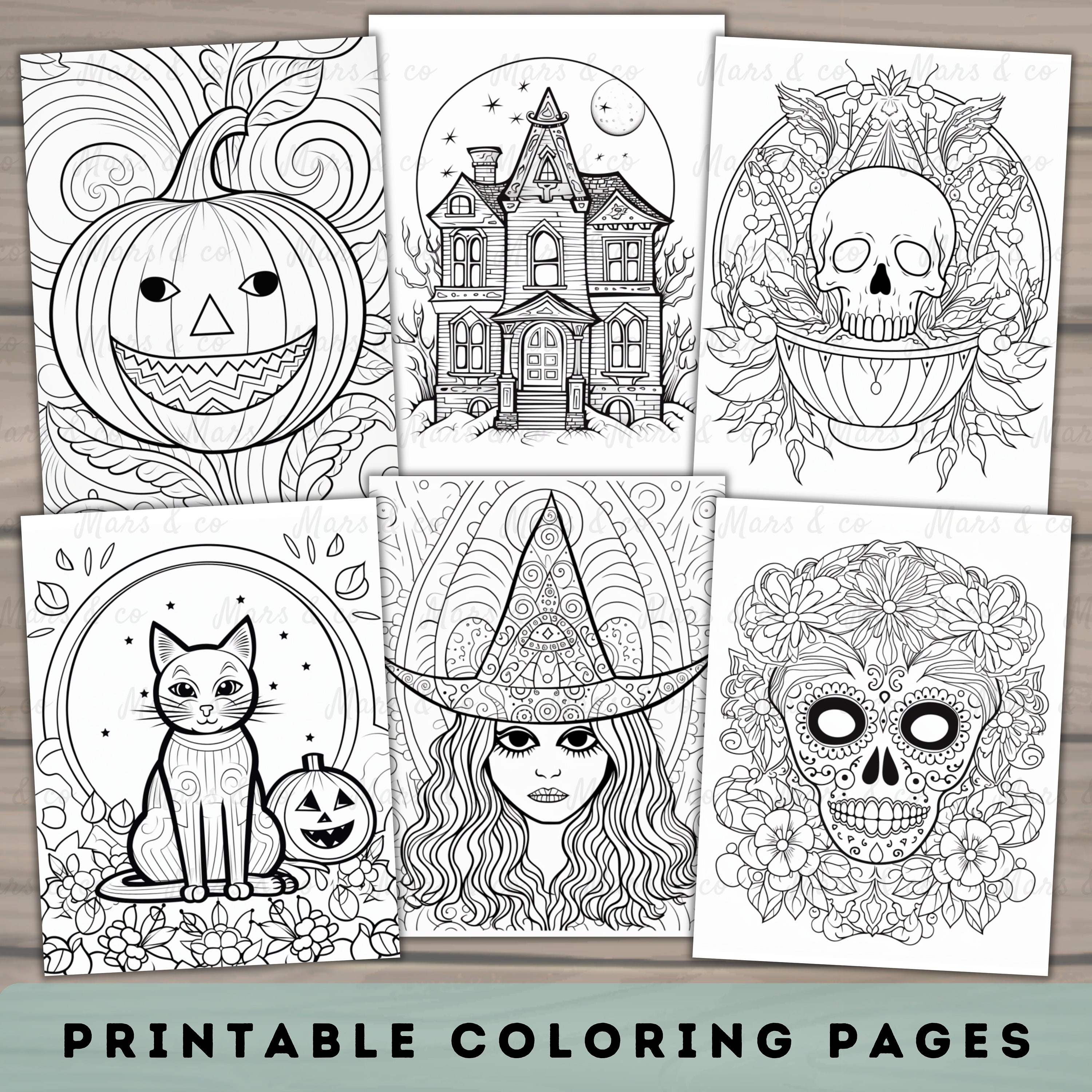 Adult Halloween Coloring Book, 25 Halloween Coloring Pages, Adult ...