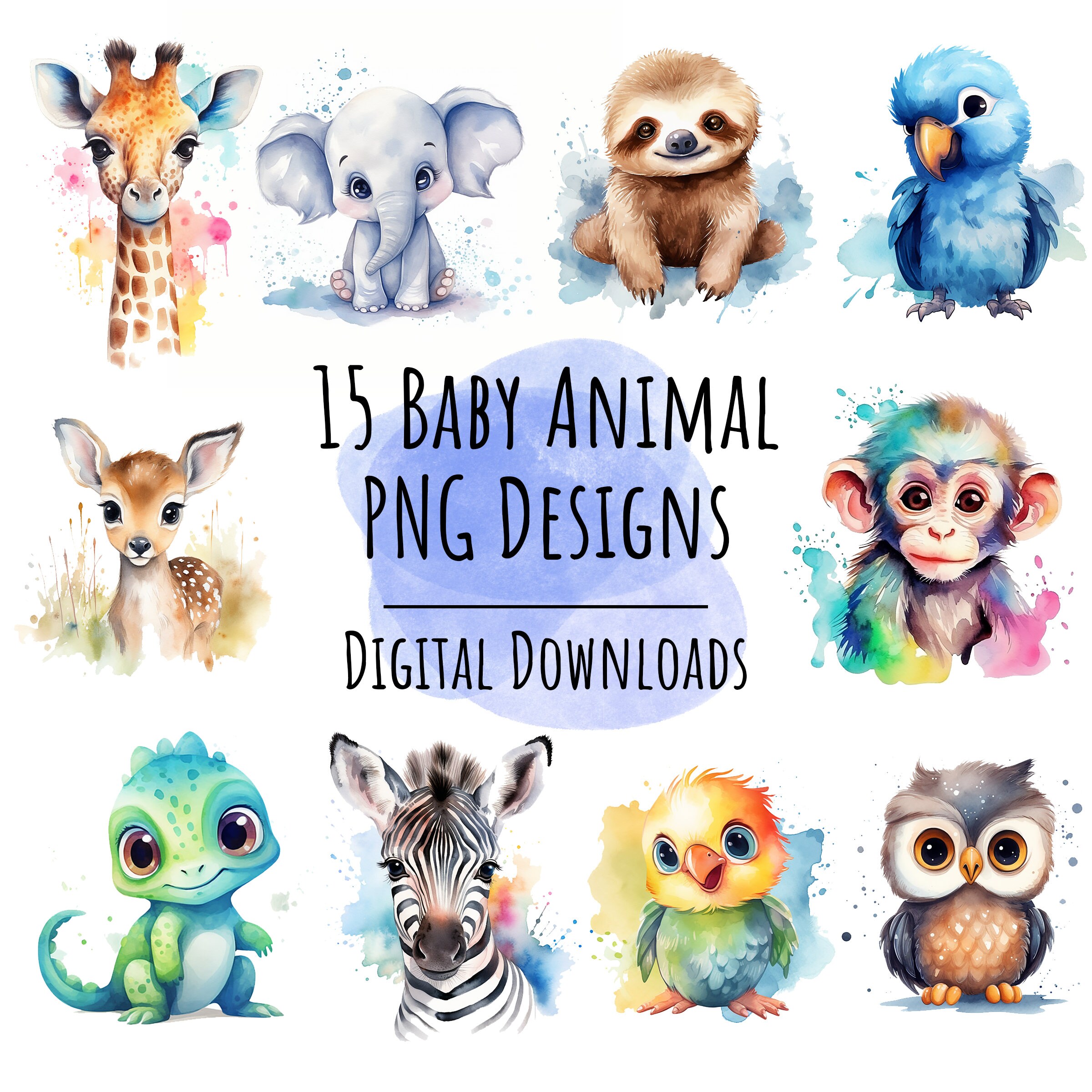 Animal Nursery Decor, 15 Printable Design Bundle, Play Room Decor, Cute ...