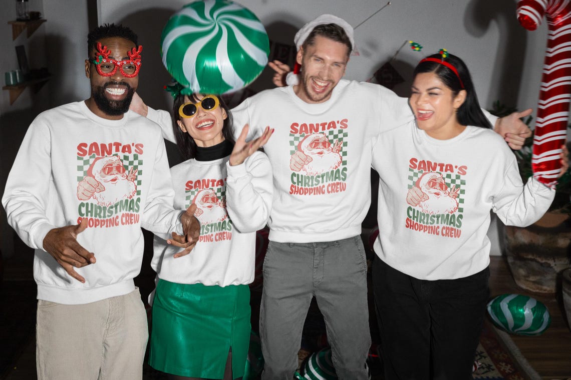 Santa's Christmas Shopping Crew, Sweatshirt and T-shirt, Christmas ...