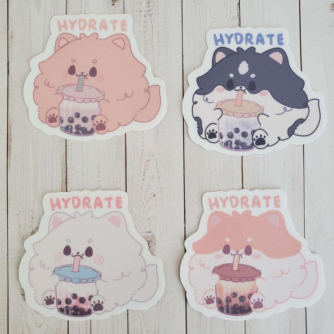 Floofy Poms Hydrate Boba Sticker - Etsy