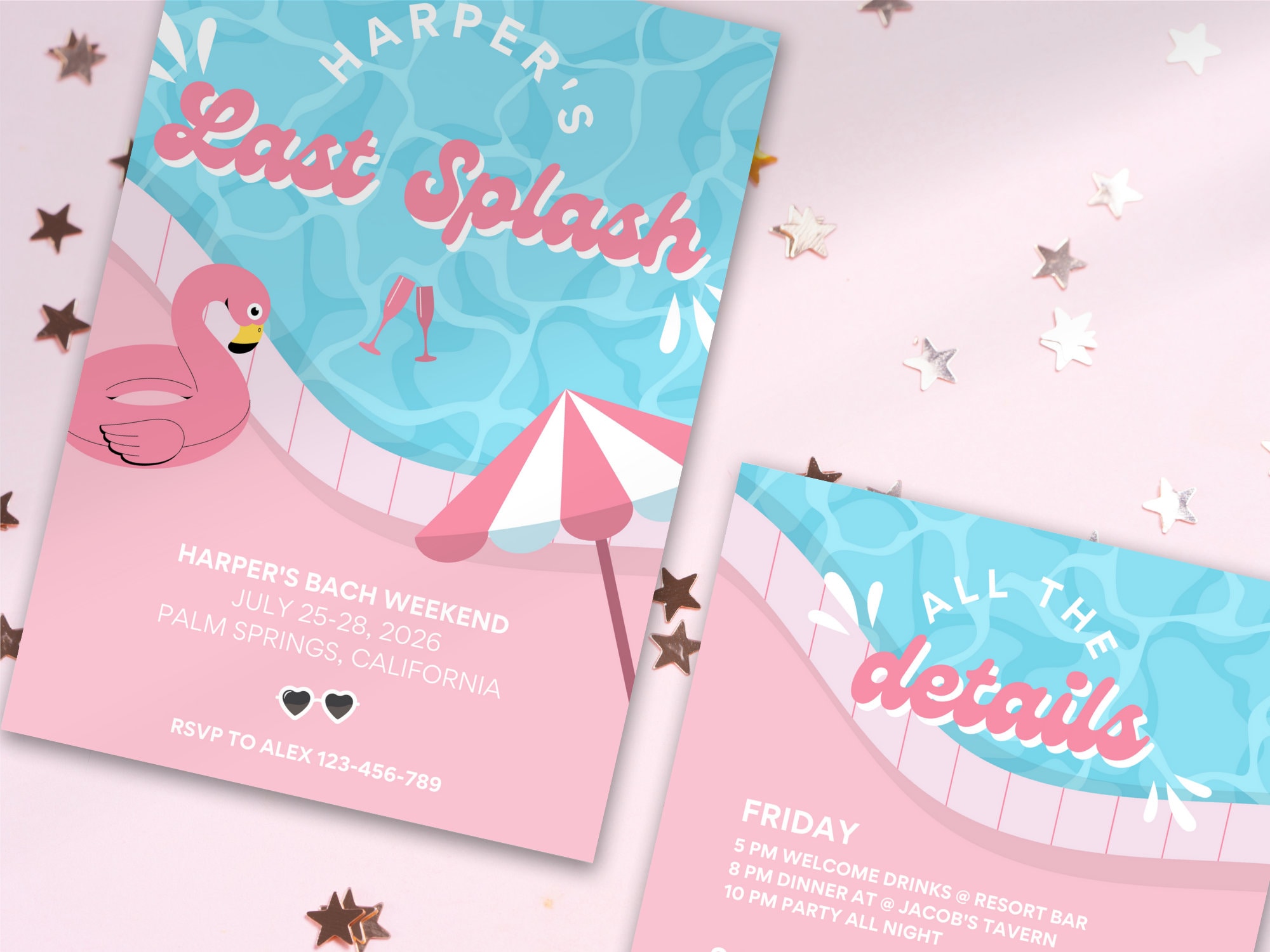 Last Splash Bachelorette Party Invitation and Itinerary Template ...