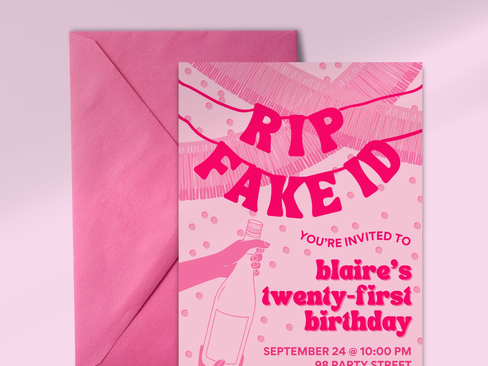 RIP Fake ID, 21st Birthday Party Invitation, Customizable Canva ...